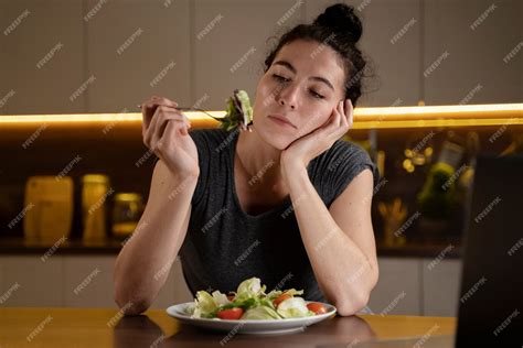 Free Photo Woman Trying To Eat Healthy At Home