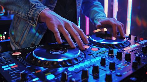 Dj Plays And Mix Music On Digital Midi Controller Background Bluetooth