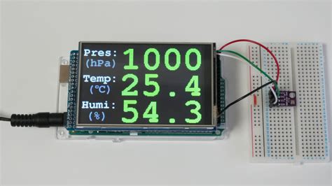 Arduino Mega 2560 Rev3と35インチ480×320液晶シールドにbme280をi2c接続して気圧・温湿度を表示