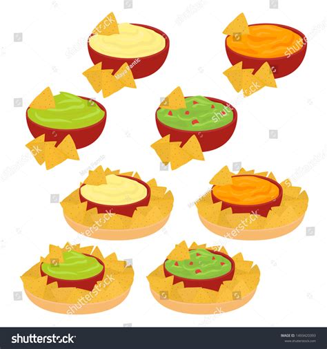 Chips Dip Vector Set Colored Isolated Stock Vector Royalty Free