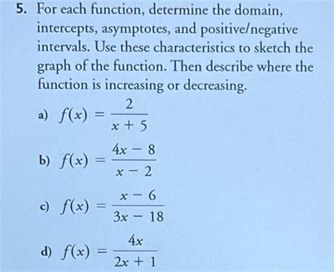 Solved 5 For Each Function Determine The Domain