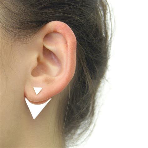 Geometric Triangle Two Way Sterling Silver Ear Jackets By Otis Jaxon