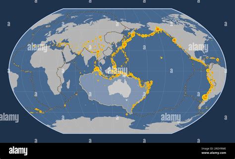 Australian Tectonic Plate On The Solid Contour Map In The Kavrayskiy Vii Projection Centered