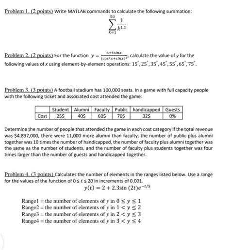 Solved Problem 1 2 Points Write Matlab Commands To