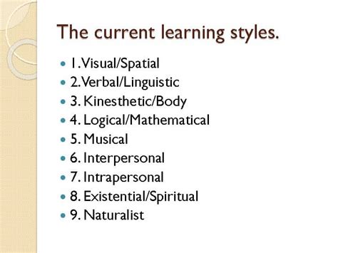 learning styles multiple intelligences and the different learning styles
