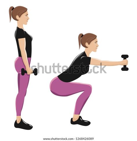 Illustrations Glute Exercises Workouts Illustrations Squats Stock