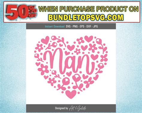 Nan Floral Heart Svg Nan Svg Grandma Svg Happy Mothers Etsy Australia