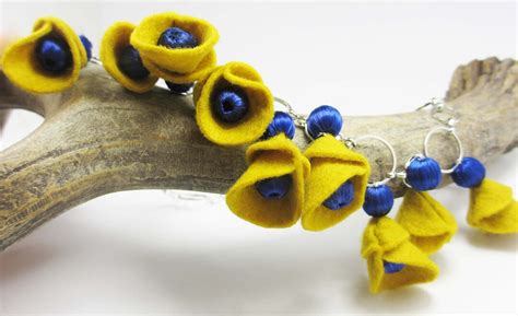 Yellow Statement Necklace Yellow Necklace Yellow Felt Necklace Ooak
