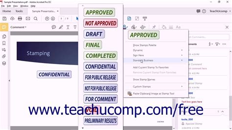 Acrobat Pro Dc Stamping And Creating Custom Stamps Adobe Acrobat Pro Dc Training Tutorial