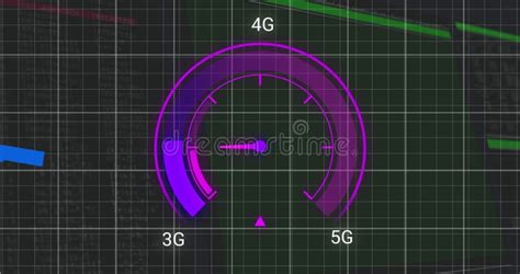 Image Of Data Processing Over Speedometer Stock Illustration