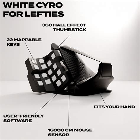 Azeron White Cyro For Lefties One Handed Gaming Mouse