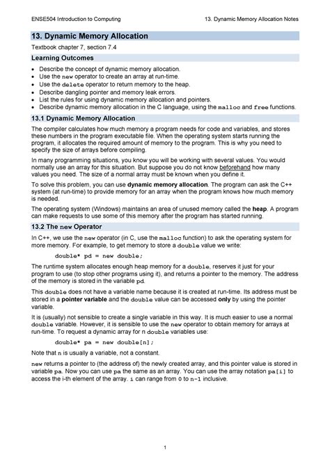 13 Memory Allocation 2018 Notes Ense504 Introduction To Computing 13