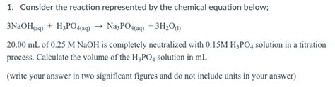 Solved 1 Consider The Reaction Represented By The Chemical