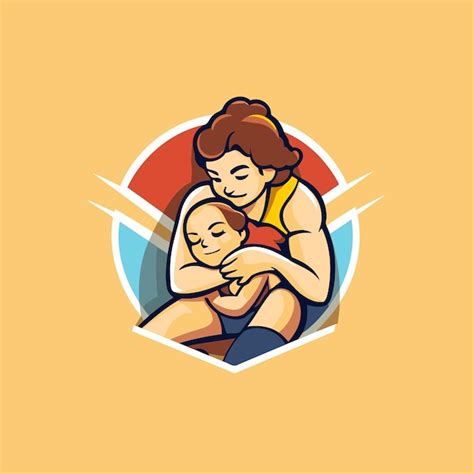 Madre Abrazando A Su Hijo Ilustración Vectorial De Una Madre Abrazando