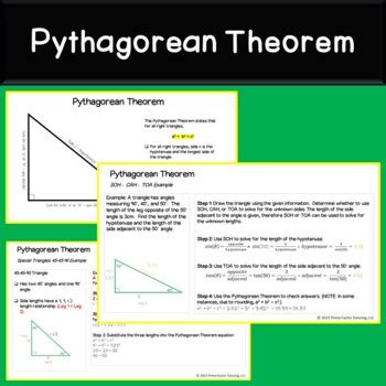 Pythagorean Theorem And SOH CAH TOA Examples By Prime Factor Tutoring