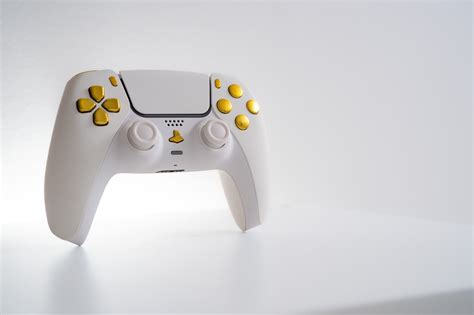 Custom Ps5 Controller White With Gold Buttons Gametraderzero Wireless Controller Sony Wireless