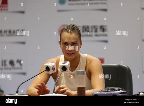 Aryna Sabalenka Of Belarus Attends A Press Conference After Defeating