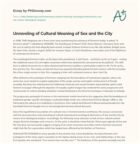 Unraveling Of Cultural Meaning Of Sex And The City PHDessay Com
