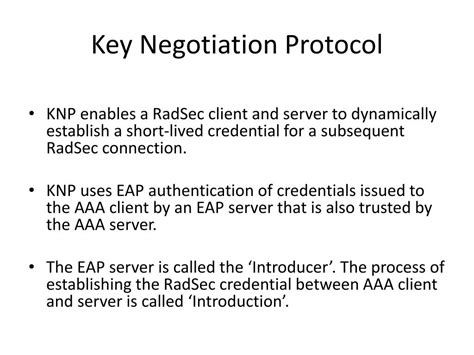 Ppt Key Negotiation Protocol And Trust Router Draft Howlett Radsec