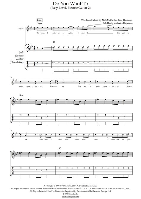 Do You Want To Easy Level Electric Guitar 2 Franz Ferdinand