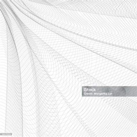 추상 내기 네트워크입니다 회색 리플 얇은 라인 곡선 벡터 흑백 줄무늬 배경입니다 라인 아트 패턴 그물 메시 직물 질감 효과 Eps10 그림 벡터에 대한 스톡 벡터 아트 및