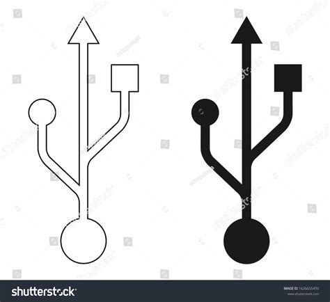 Usb Flat Icon Vector Black Silhouette Stock Vector Royalty Free Shutterstock
