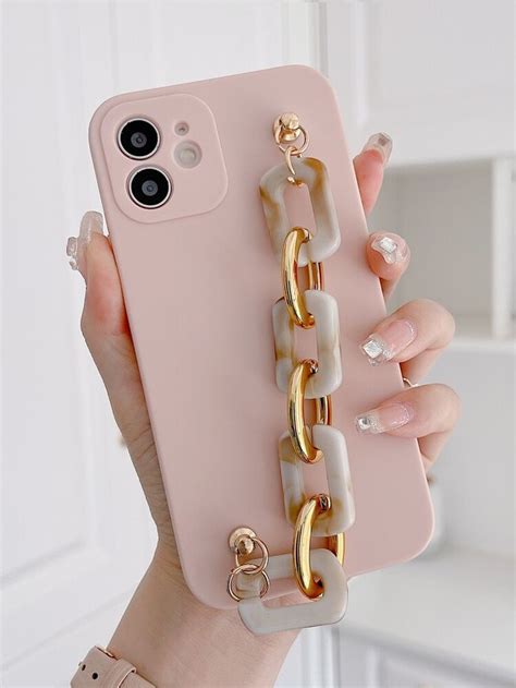 Chain Hand Strap Phone Case Shein Usa Pink Phone Cases Crystal