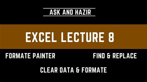 Formatting Cells In Excel Find And Replace Option Excel Lecture 8