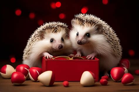 Premium Photo Valentine Hedgehog Couple Falling In Love