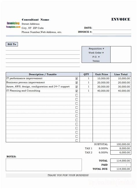 Free Consulting Invoice Template