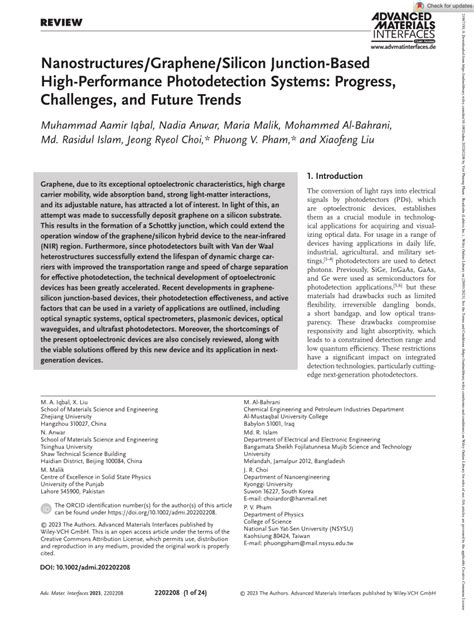 Pdf Nanostructuresgraphenesilicon Junction Based High Performance