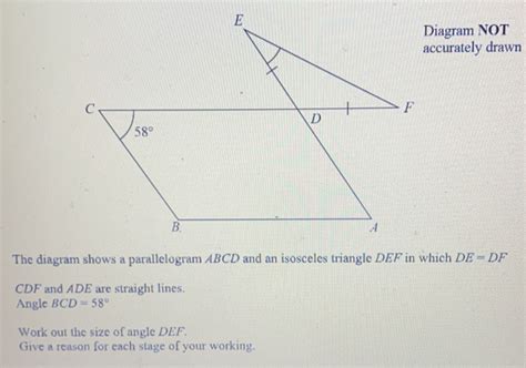 Solved Diagram Not Accurately Drawn The Diagram Shows A Parallelogram Abcd And An Isosceles