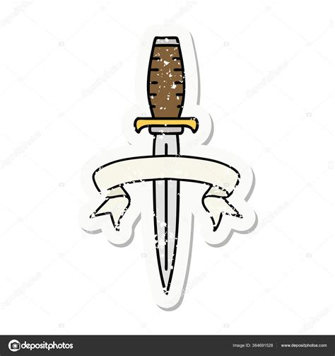 Worn Old Sticker Banner Dagger Stock Vector By ©lineartestpilot 364691528
