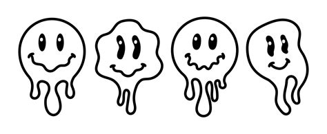Melting Smile Vintage Illustration Retro Psychedelic Melt Smile Face Logo Dripping Smile Good