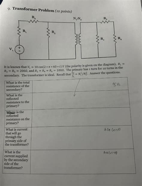 Solved Transformer Problem 10 ﻿points It Is Known That