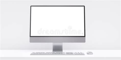 Computer Desktop Blank Monitor Pc Keyboard And Mouse Isolated On White