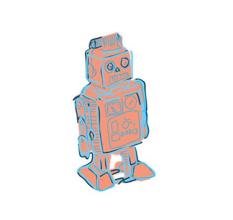 robot art with complementary colors behance