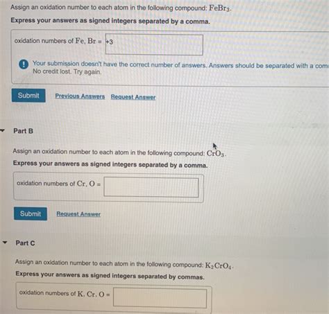 Solved Assign An Oxidation Number To Each Atom In The Chegg Com