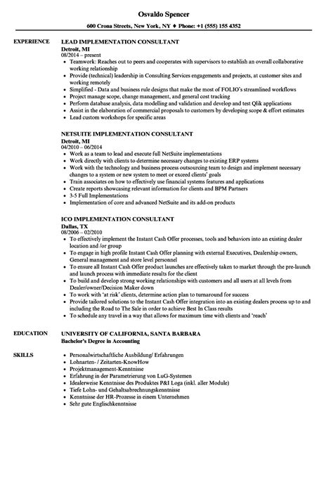 Consultant Implementation Resume Samples Velvet Jobs