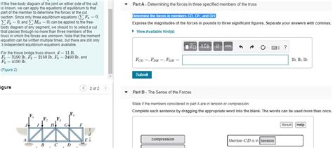 Solved Part A Determining The Forces In Three Specified Chegg