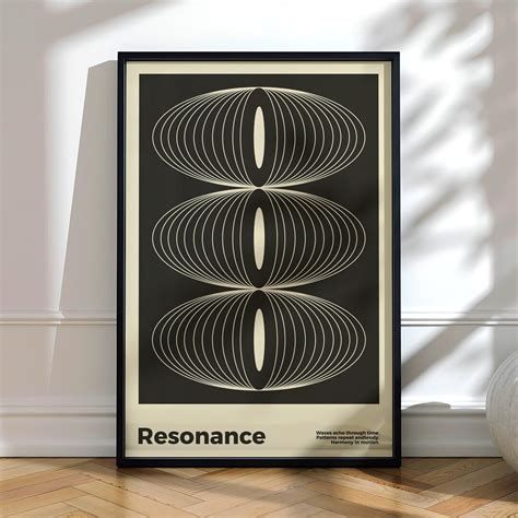 Resonance Poster Retro Waveform Wall Art Minimal Line Print Op Art