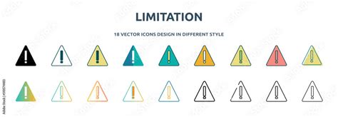 Limitation Icon In 18 Different Styles Such As Thin Line Thick Line Two Color Glyph Colorful