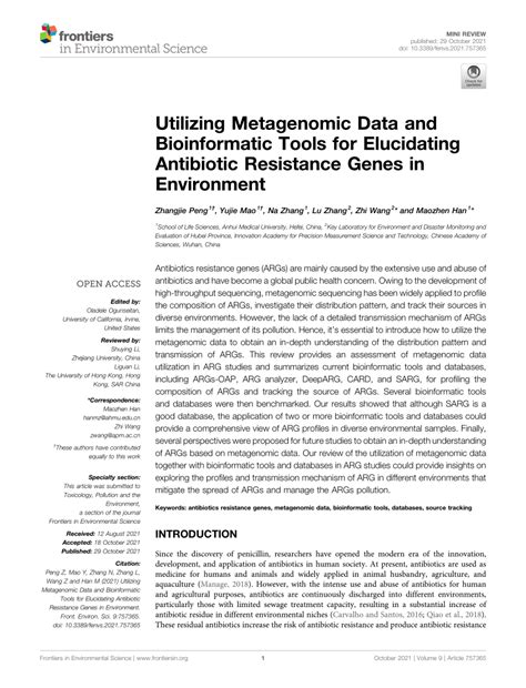 Pdf Utilizing Metagenomic Data And Bioinformatic Tools For Elucidating Antibiotic Resistance