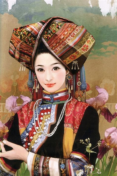 中国56个民族代表服饰美女插画欣赏 设计师的网上家园www cndesign