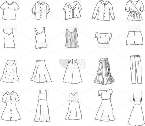 女人 绘画插图 衣服 举起手 纺织品 裤子 现代 儿童 裙子 草图