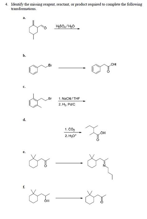 Solved Identify The Missing Reagent Reactant Or Product Chegg