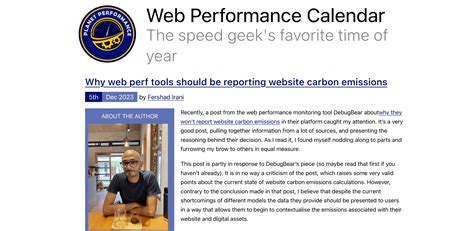 Web Performance Calendar Why Web Perf Tools Should Be Reporting
