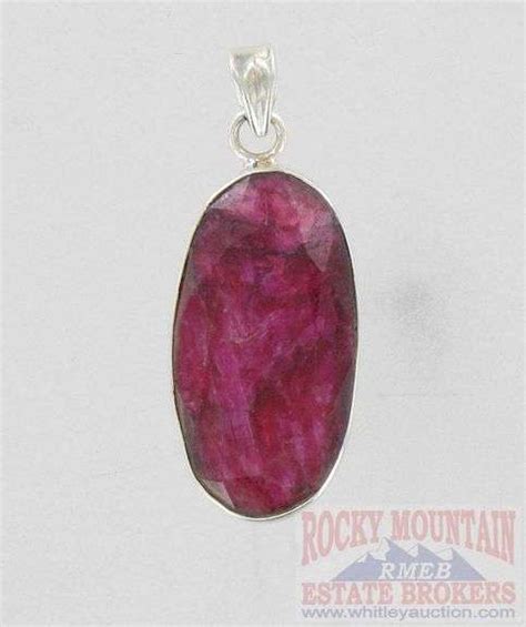 Massive Natural Mine Cut Ruby Pendant Border In Sterling Silver
