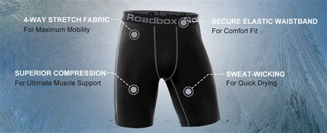 Roadbox 3 Pack Compression Shorts For Men Cool Dry Athletic