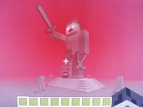 Herobrine Statue With Stone Worshipers